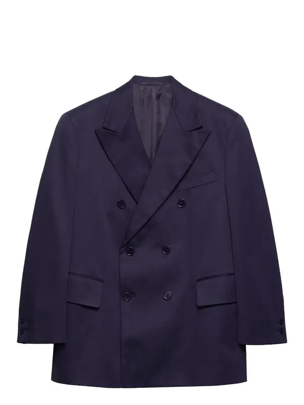 Prada Double-breasted Cotton Jacket - Navy