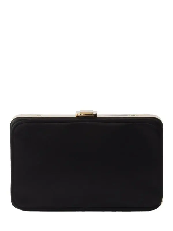 Prada Satin Mini-clutch With Metal Hardware - Black