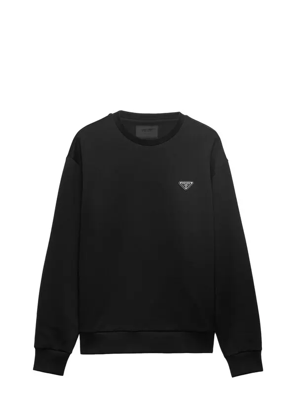 Prada Technical Cotton Boxy Fit Sweatshirt - Black