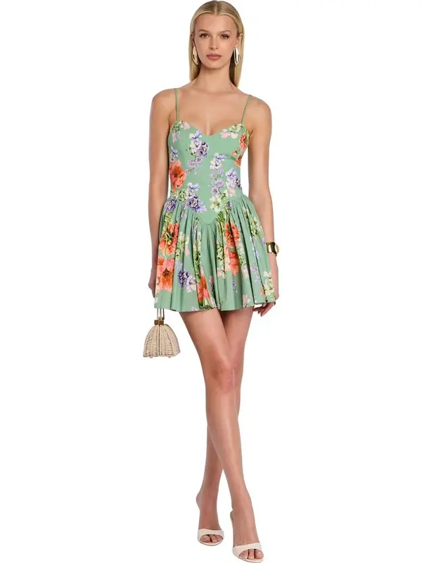 Hemant & Nandita Cove Corseted Mini Dress - Green