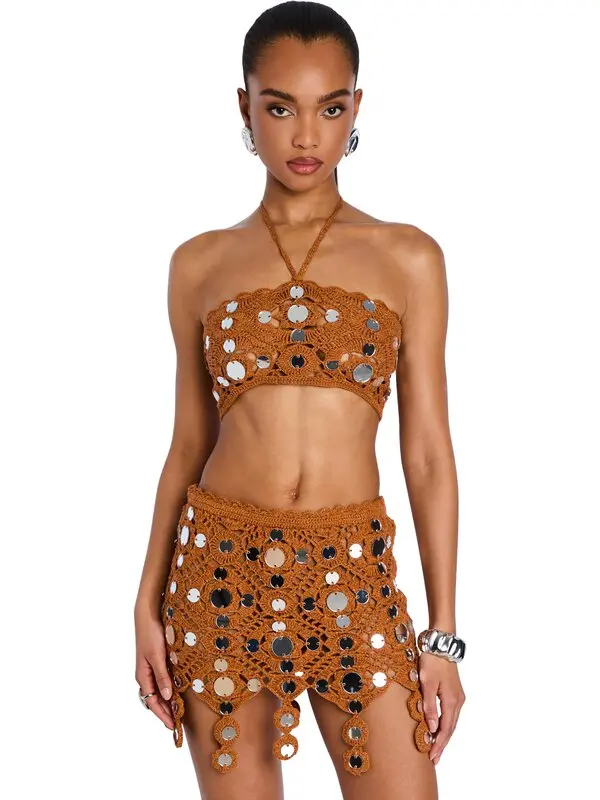 Retrofete Enora Crochet Top - Metallic Rust