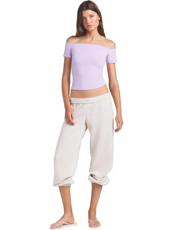 SKIMS Cotton Jersey Off-the-shoulder Top - Sugar Plum