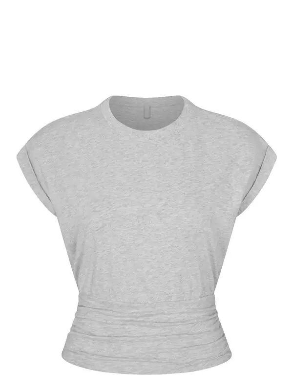 SKIMS Ruched Jersey Tee - Light Heather Grey