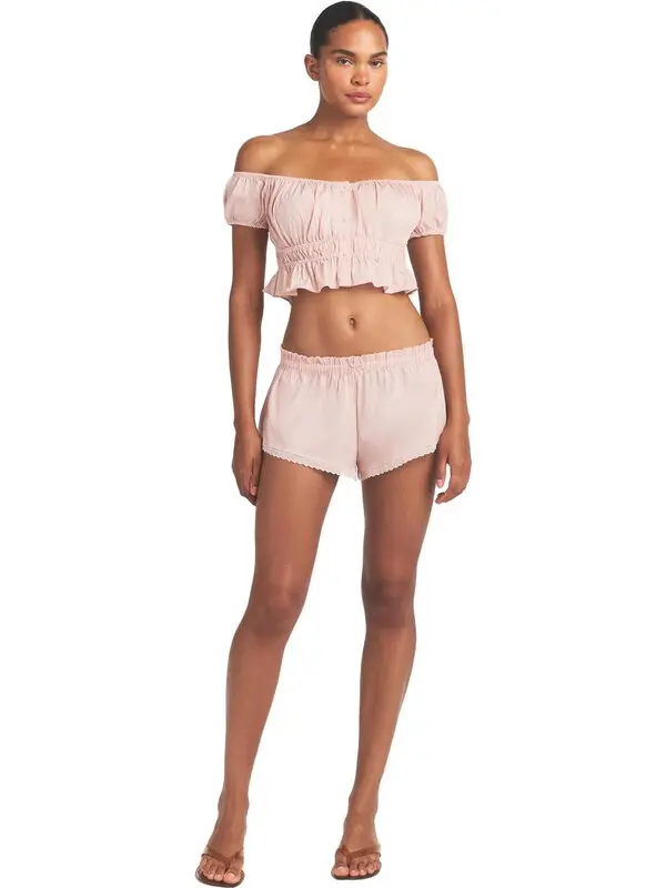 SKIMS Off-the-shoulder Poplin Top - Dusty Pink