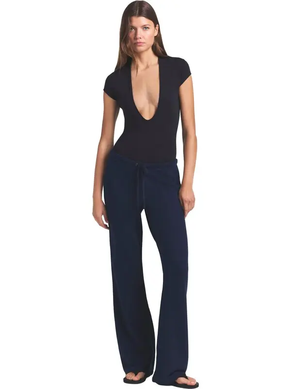 SKIMS Drapey French Terry Straight Leg Pants - Navy