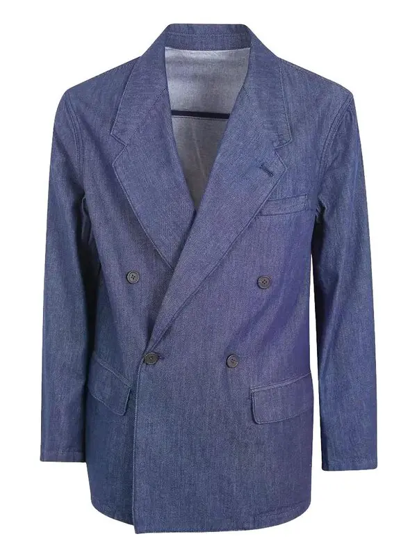 Emporio Armani Double-breasted Denim Blazer - Blue