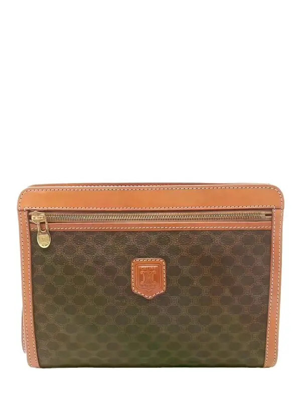 Celine 2000s Macadam Print Clutch Bag - Brown