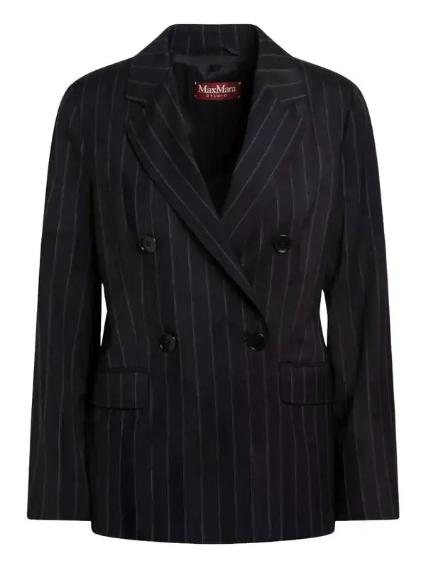 Max Mara Striped Double-breasted Blazer - Blue