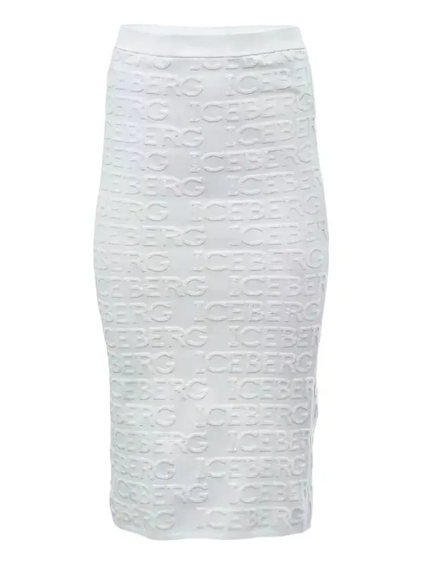 Iceberg Logo-embossed Midi Skirt - White