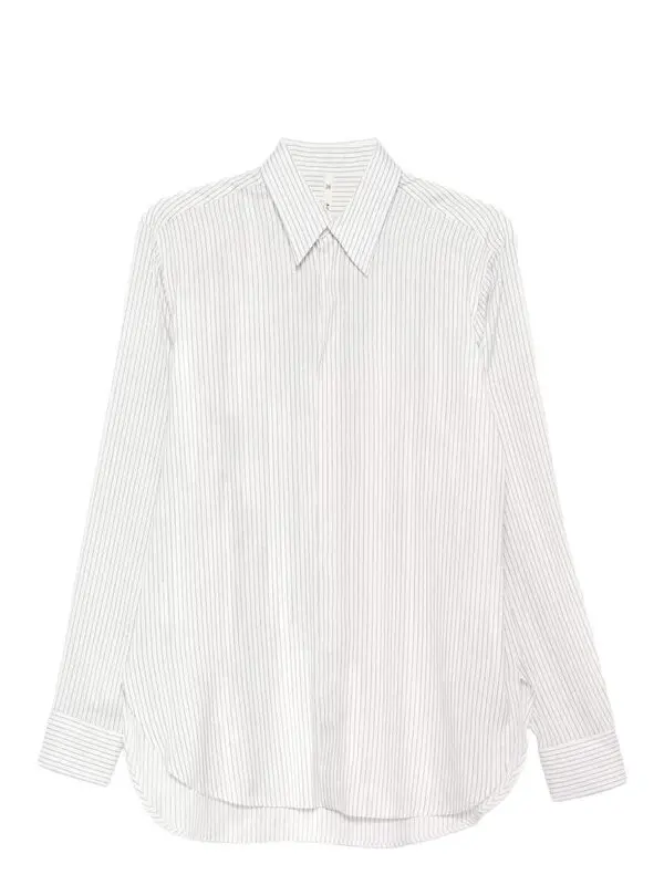 PETAR PETROV Striped Curved-hem Shirt - White