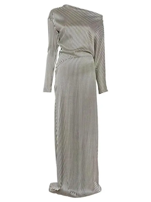 PETAR PETROV Striped Long-sleeve Maxi Dress - Black