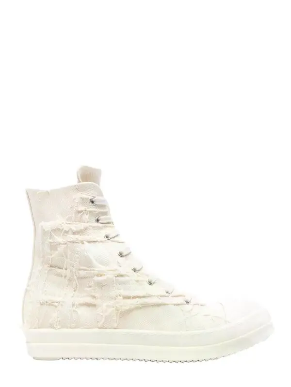Rick Owens Frayed Lace-up Sneakers - Neutrals