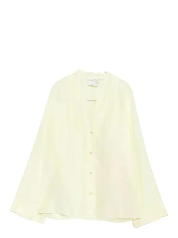 FORTE_FORTE V-neck Long-sleeved Shirt - Yellow