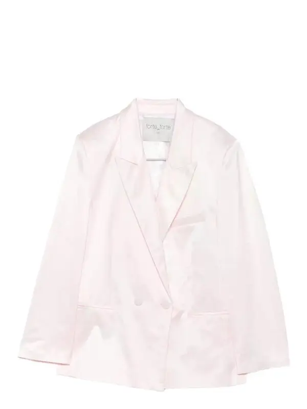 FORTE_FORTE Double-breasted Satin-finish Jacket - Pink