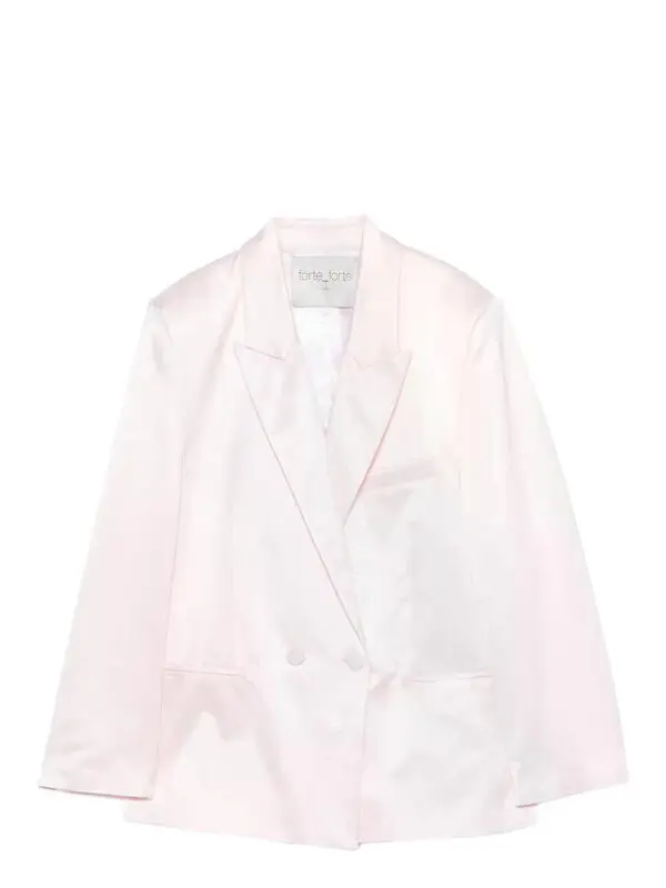 FORTE_FORTE Double-breasted Satin-finish Jacket - Pink