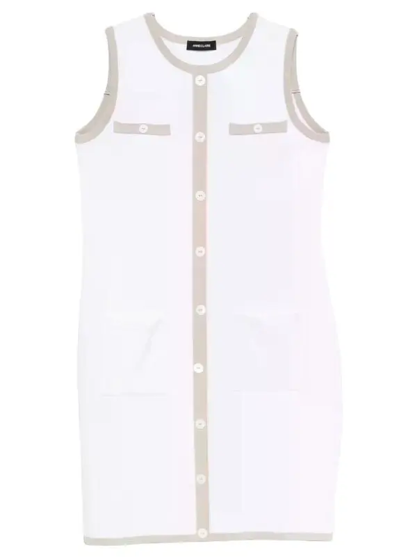 ANNE CLAIRE Contrast Trim Mini Dress - White