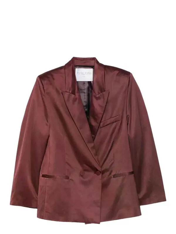 FORTE_FORTE Satin Double-breasted Blazer - Red