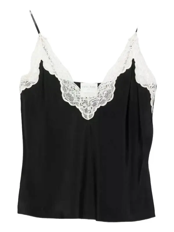 FORTE_FORTE Lace-trim Top - Black