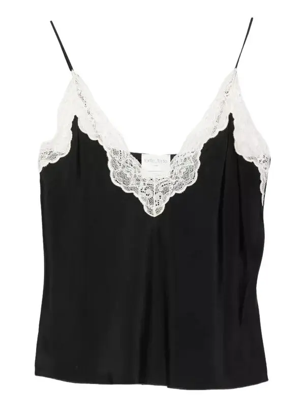 FORTE_FORTE Lace-trim Top - Black