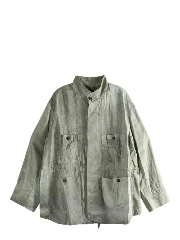 ZIGGY CHEN Crinkled Patch-pocket Jacket - Green