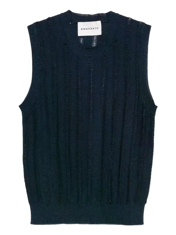 AMARANTO Open-knit Vest - Blue
