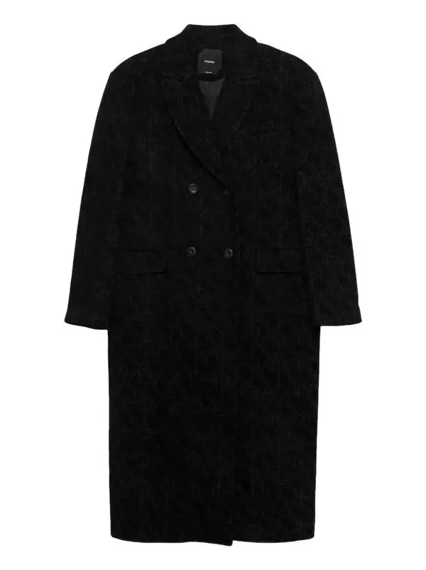 Pinko Patterned Double-breasted Coat - Black