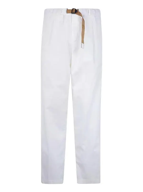 WHITE SAND Belted Trousers - White