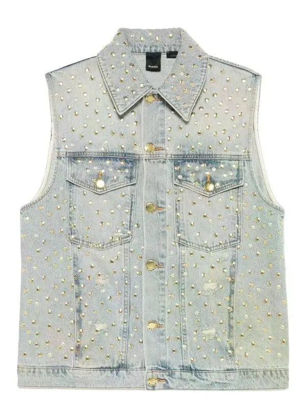 Pinko Studded Denim Gilet - Blue