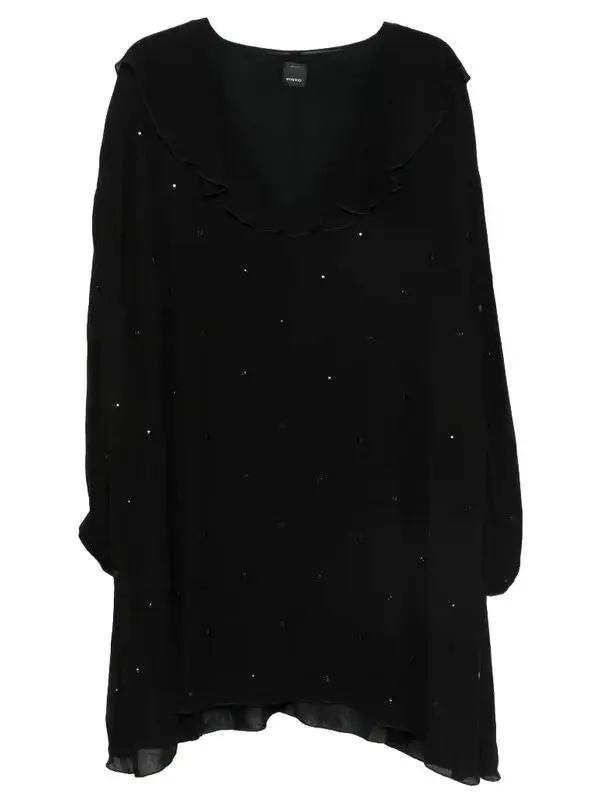 Pinko Ruffled Embellished Dress - Black