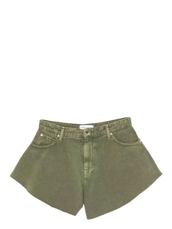 Pinko Acid-wash Raw-cut Hem Shorts - Green