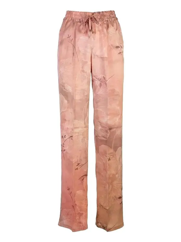 Kiton Floral-print Drawstring Trousers - Pink