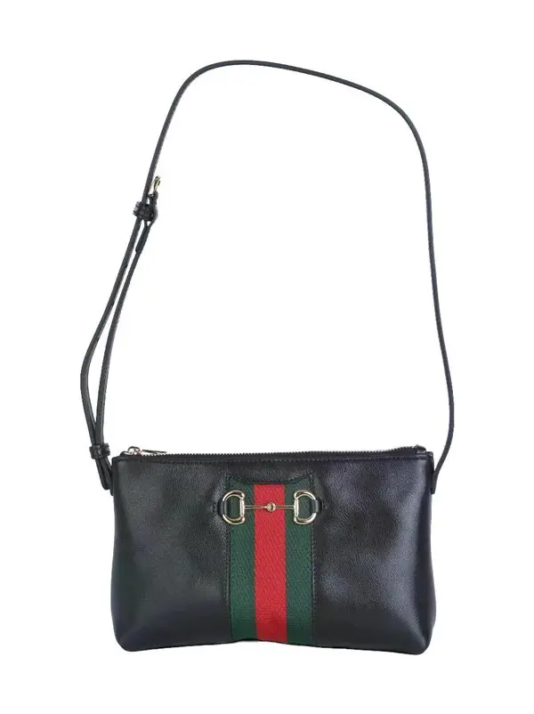 Gucci Horsebit Striped Crossbody Bag - Black