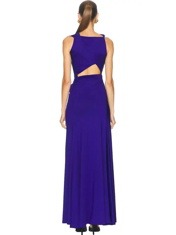 Victoria Beckham Sleeveless Draped Gown - Bright Indigo