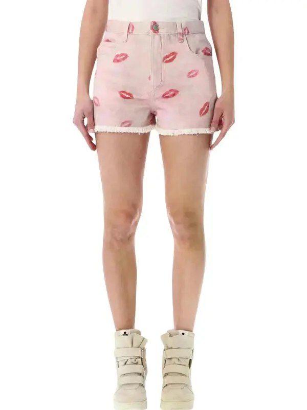 Isabel Marant Lesia Lip-print Shorts - Pink