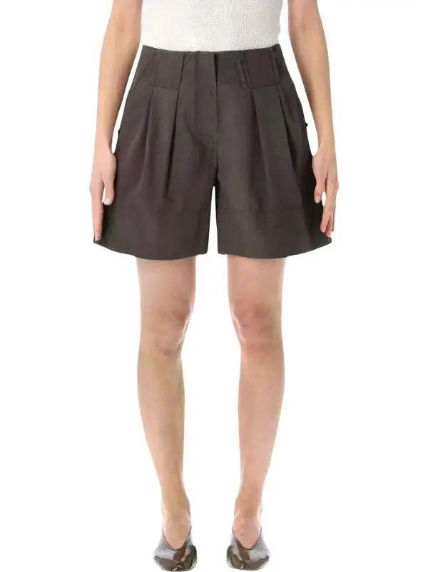 LOW CLASSIC Pleated Wide-leg Shorts - Brown