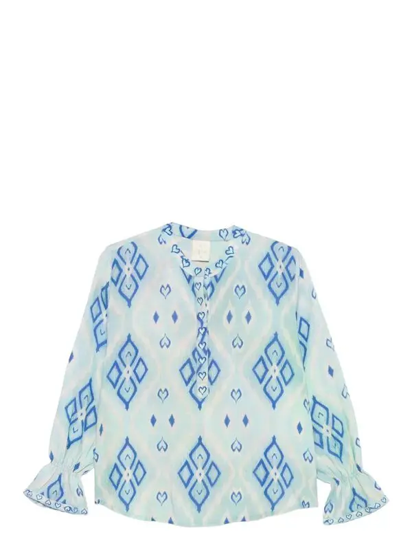 Nimo With Love Ikat-pattern Blouse - Blue