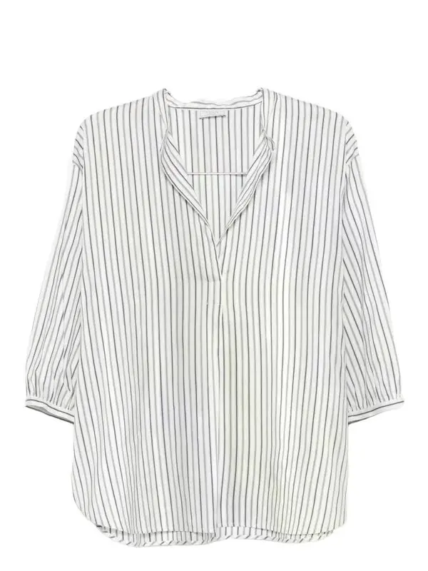 Peserico Striped Cotton Blouse - White