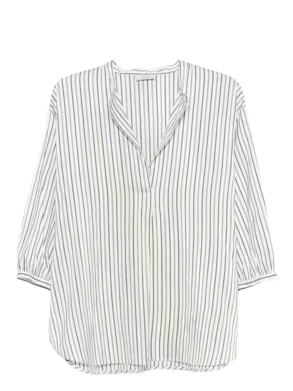 Peserico Striped Cotton Blouse - White
