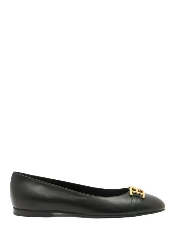 Bally Logo-plaque Leather Ballet Flats - Black