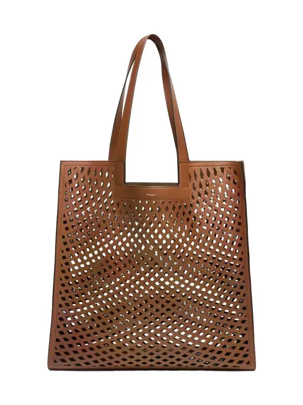 Bally Laser-cut Leather Tote Bag - Brown