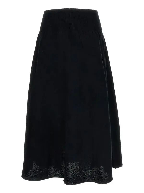 EXTREME CASHMERE X Ribbed-detail Midi Skirt - Black