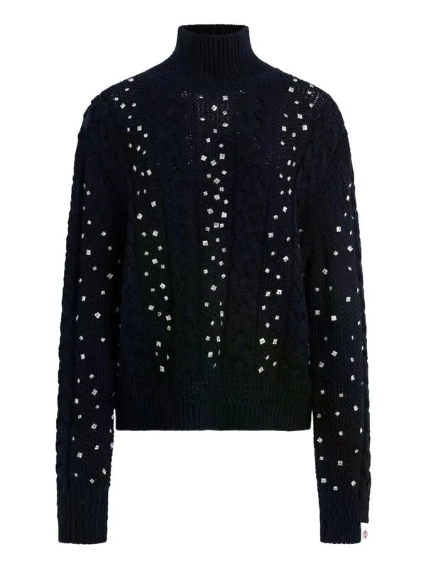 Bally Rhinestone-embellished Cable-knit Sweater - Blue