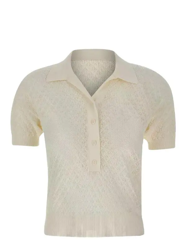 Faithfull The Brand Lenna Openwork-knit Polo Shirt - White
