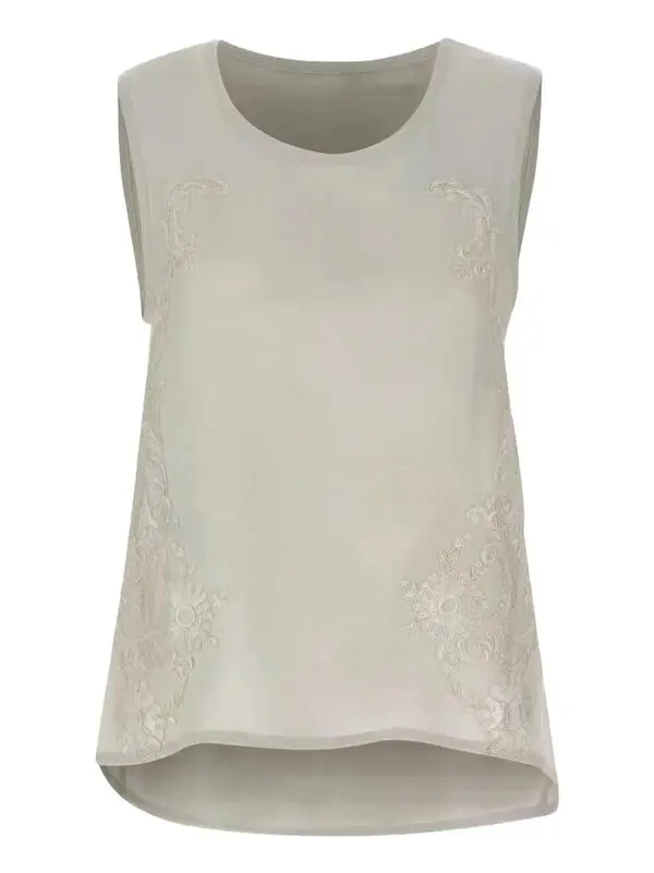MAURIZIO MYKONOS Lace-embroidered Sleeveless Blouse - Neutrals