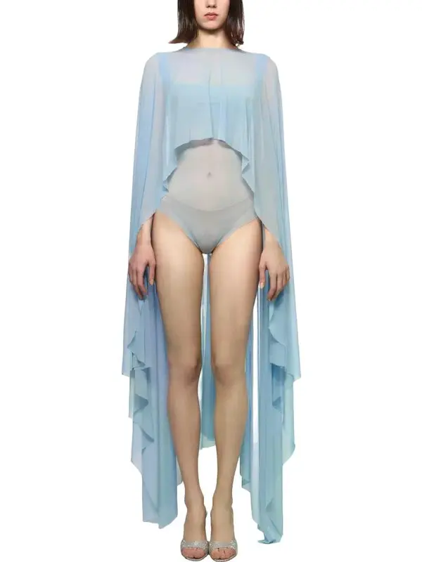ATU BODY COUTURE Sheer Cape-sleeve Body - Blue