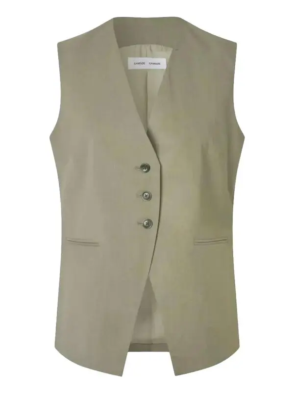 SAMSOE SAMSOE Melange Effect V-neck Waistcoat - Green