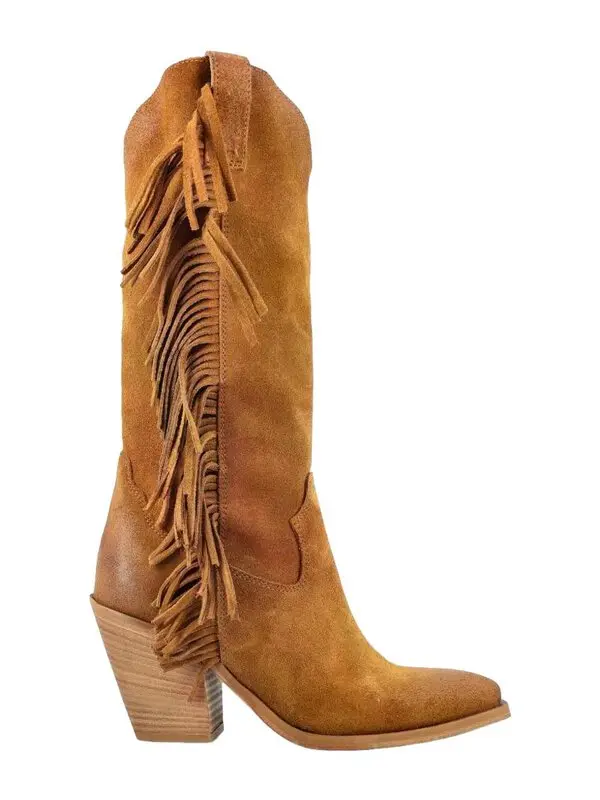 JE T'AIME MILANO|WOMAN Fringe-detail Suede Boots - Neutrals