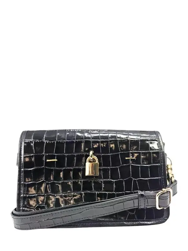 MADISON.MAISON Moc Croc Crossbody Bag - Black