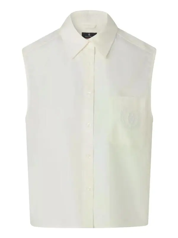 CONTE OF FLORENCE Sleeveless Embroidered-logo Shirt - Neutrals