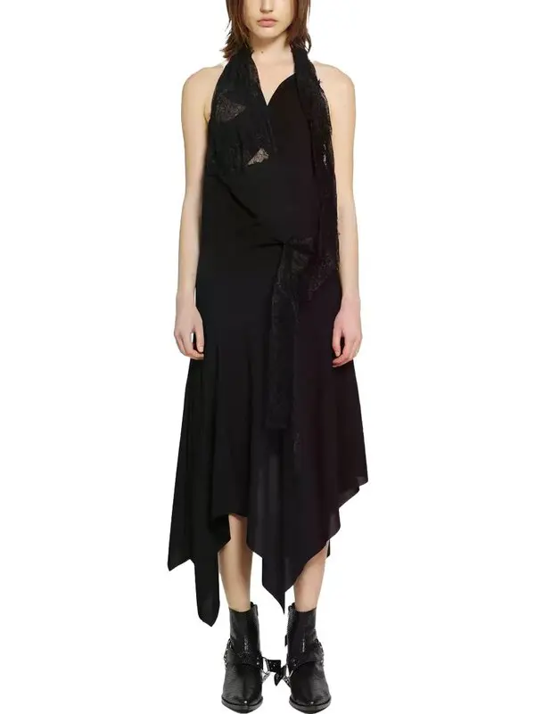 Junya Watanabe Asymmetric Lace-panel Dress - Black